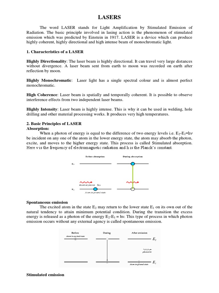 Laser Study Material | PDF | Laser | Holography