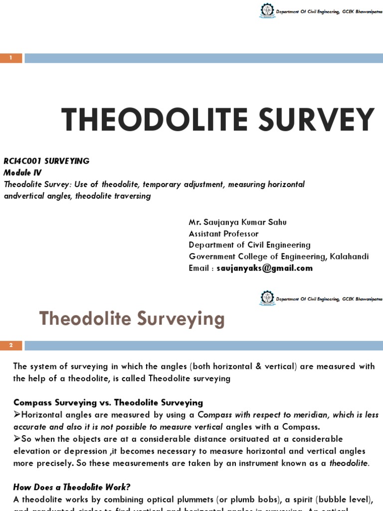 Notes On Surveying - Theodolite | PDF | Surveying | Scientific Observation