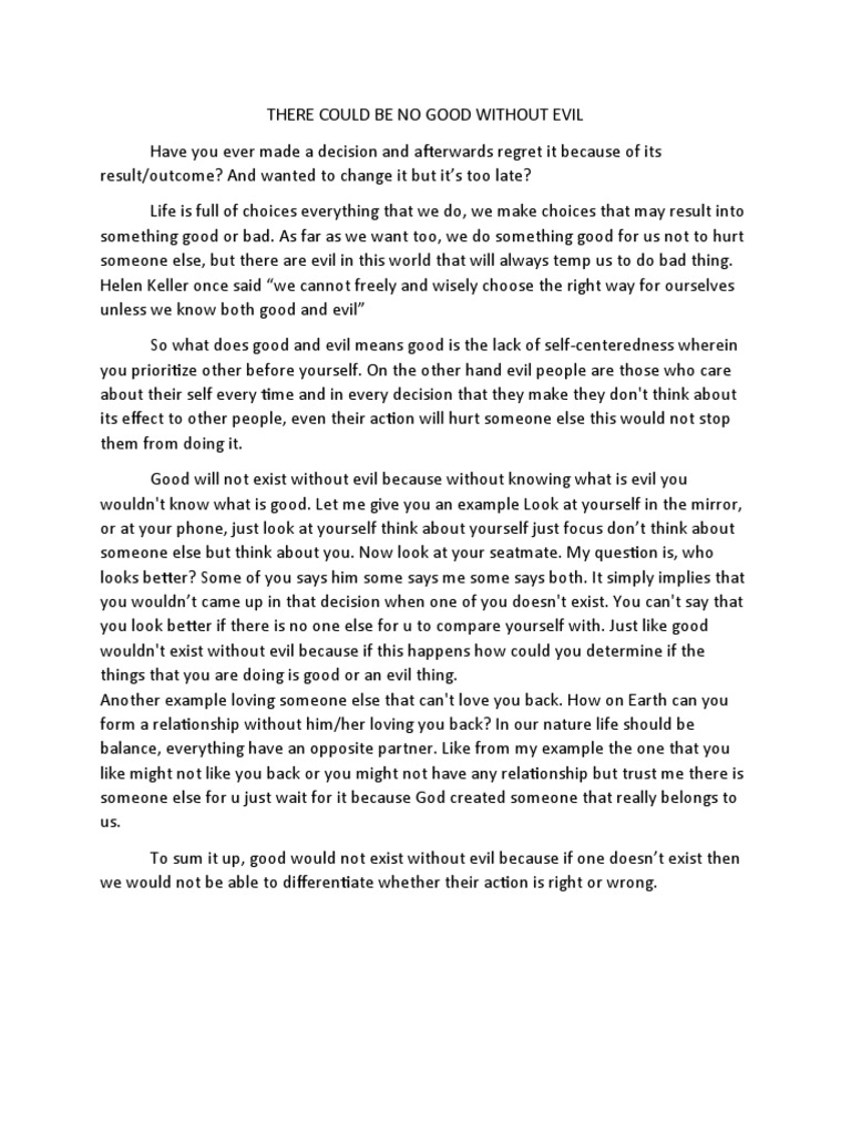 There Could Be No Good Without Evil (RJB) | PDF