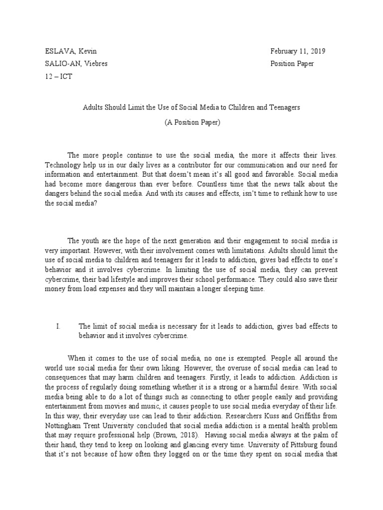 Position Paper | PDF | Popular Culture & Media Studies | Social Media