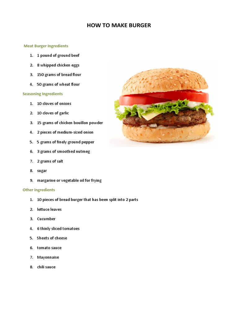 How To Make Burger | PDF | Cooking, Food & Wine