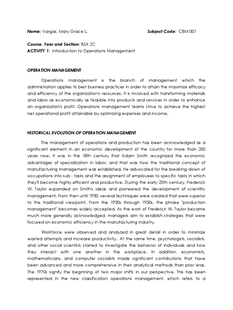Introduction To Operations Management | PDF | Operations Management ...
