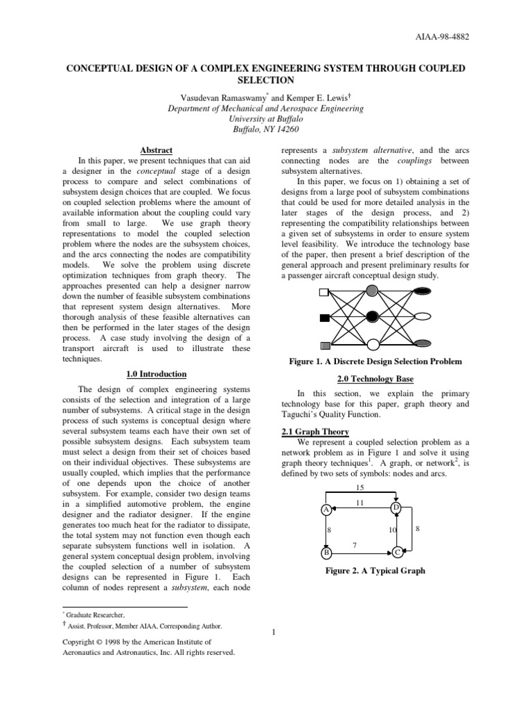 Conceptual Design of A Complex Engineering System Through Coupled ...