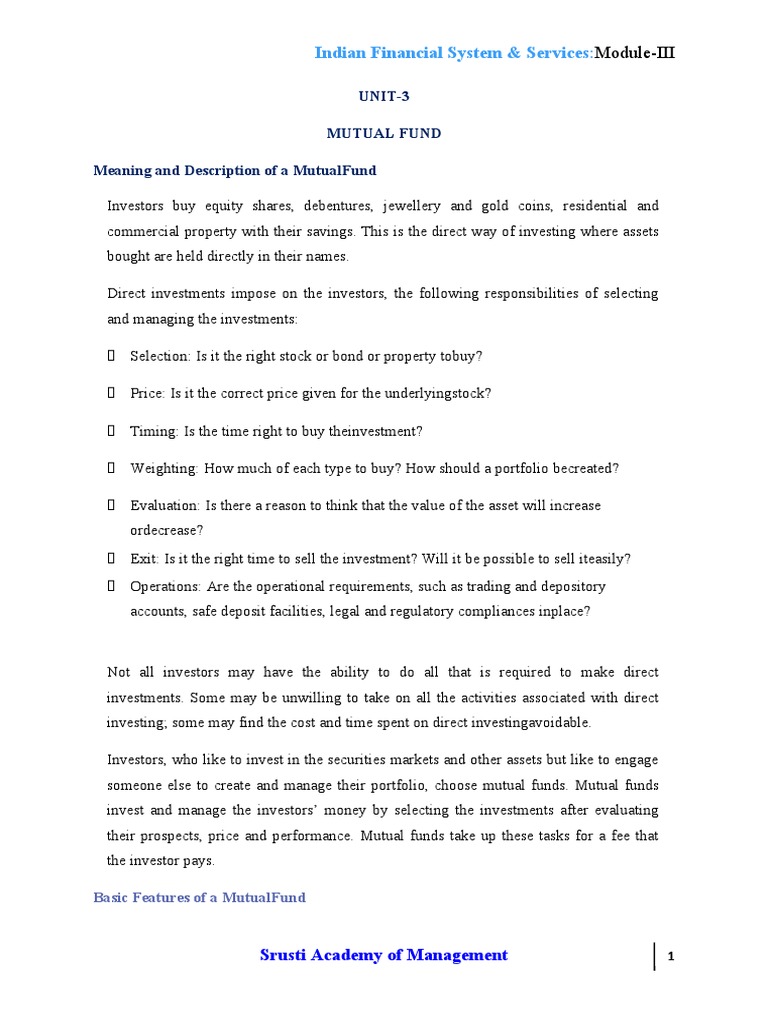 Module-3 IFSS-Note | PDF | Mutual Funds | Venture Capital