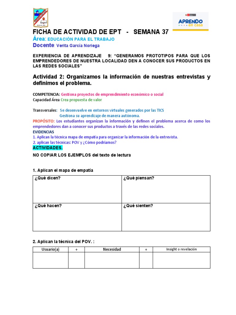 Ficha de Actividad Ept | PDF