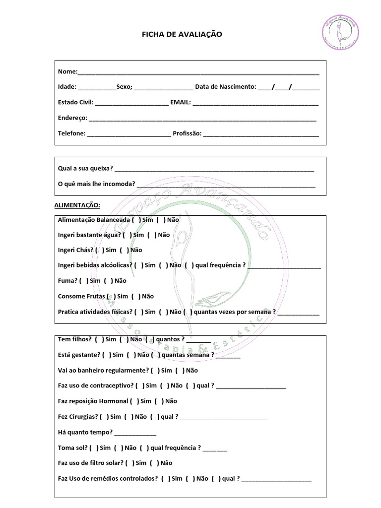 Ficha de Anamnese | PDF | Medicina Clínica | Especialidades médicas