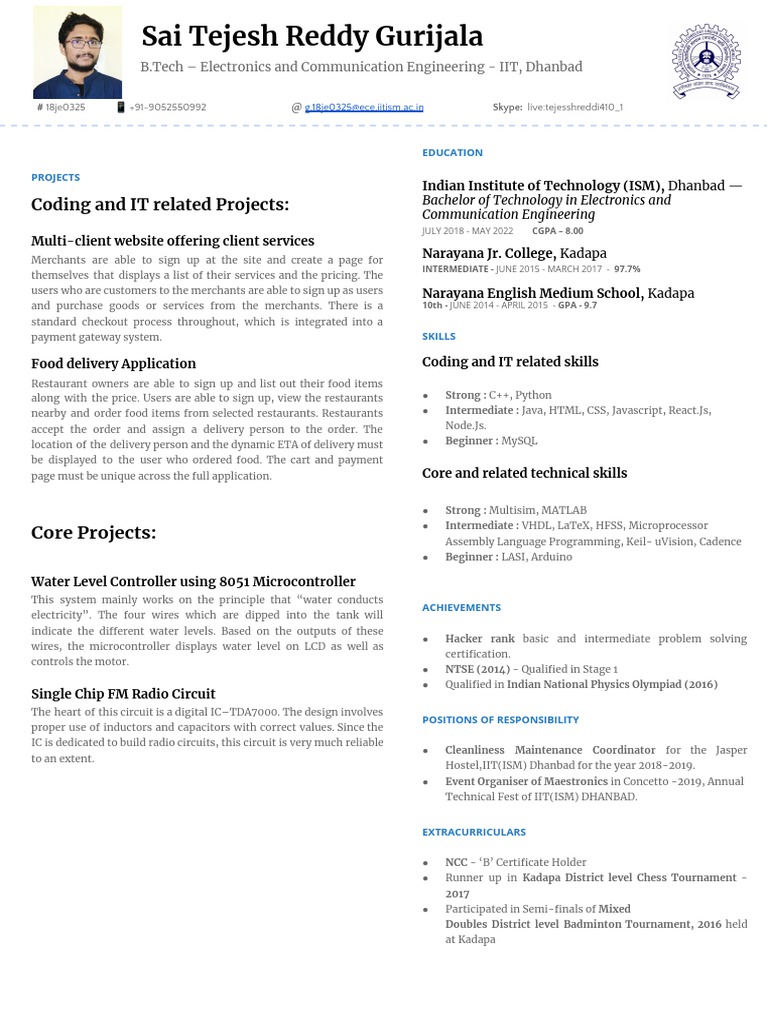 Sai Tejesh Reddy Gurijala: Coding and IT Related Projects | PDF | Electronics | Computer Science