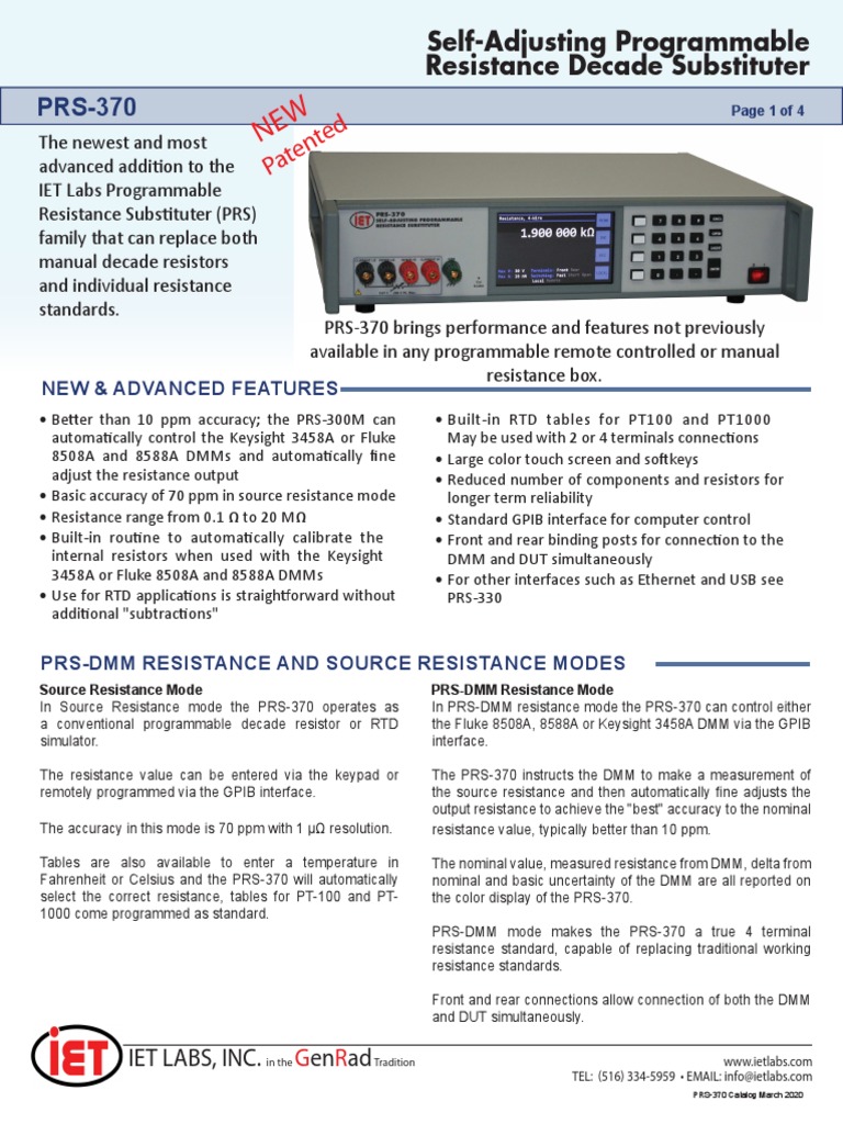 Advanced Programmable Resistance Decade Substituter with Automatic ...
