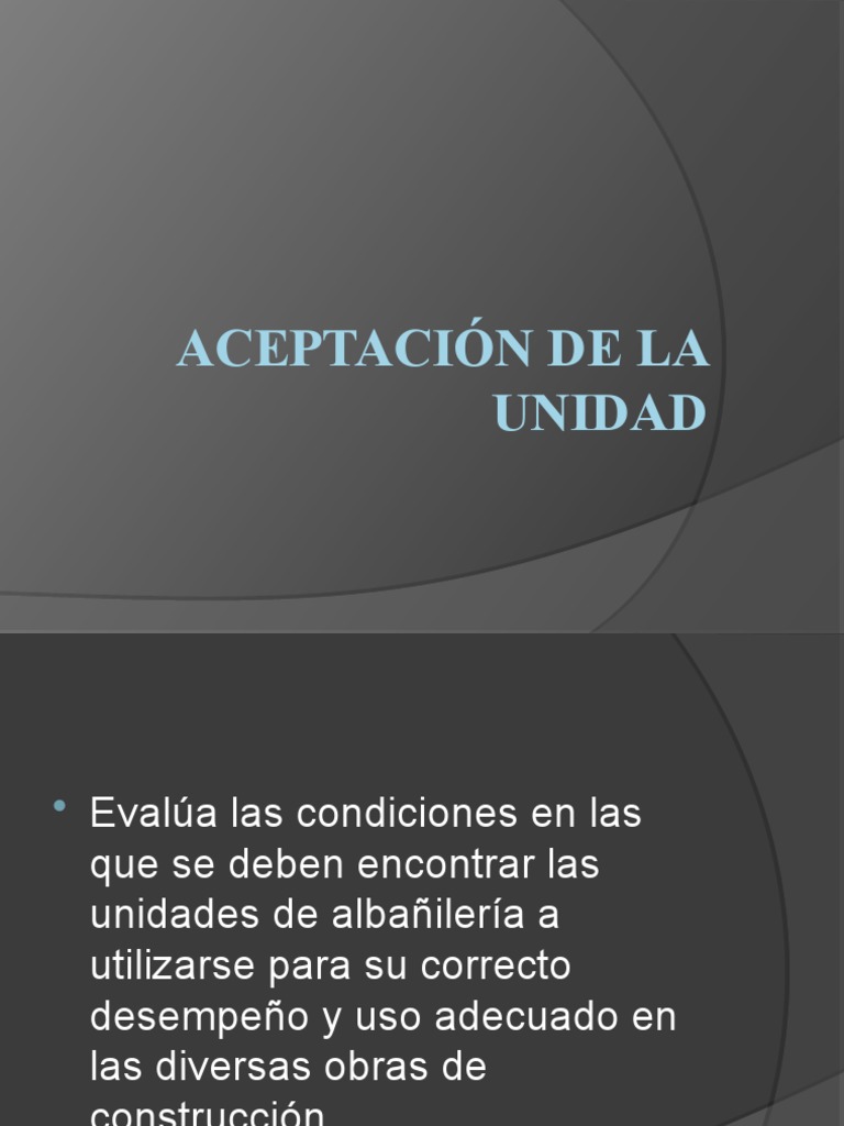 Aceptación de La Unidad | Descargar gratis PDF | Ladrillo | Hormigón