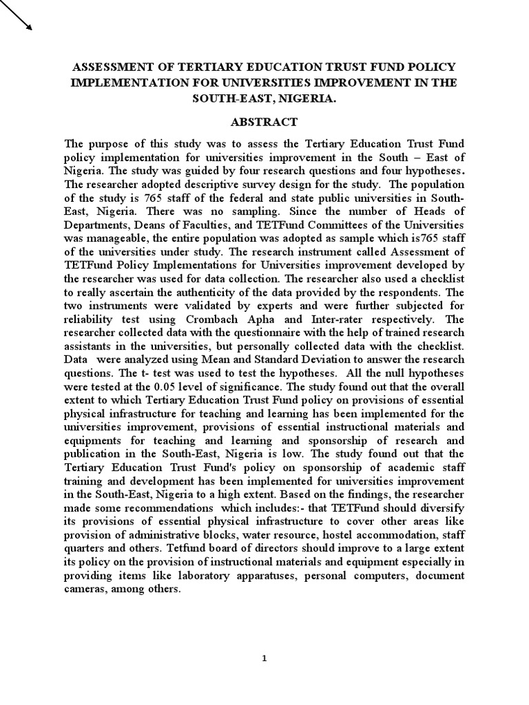 Trust Fund Policy Thesis | PDF | Educational Assessment | Policy