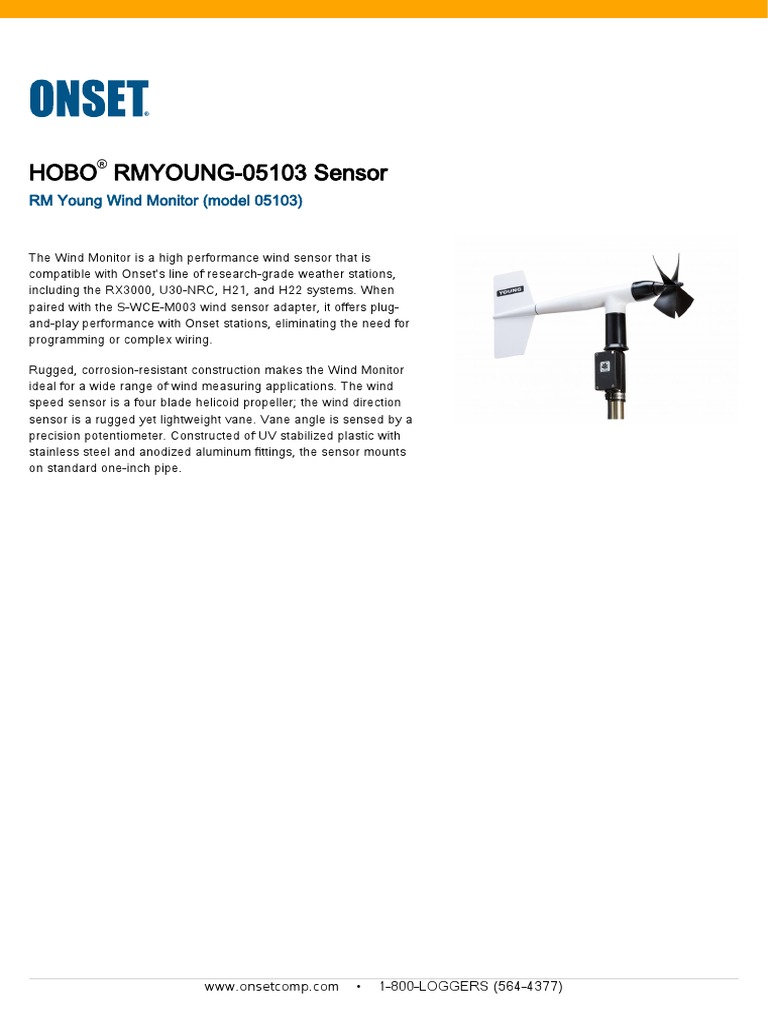 HOBO RMYOUNG-05103 Sensor Datasheet | PDF