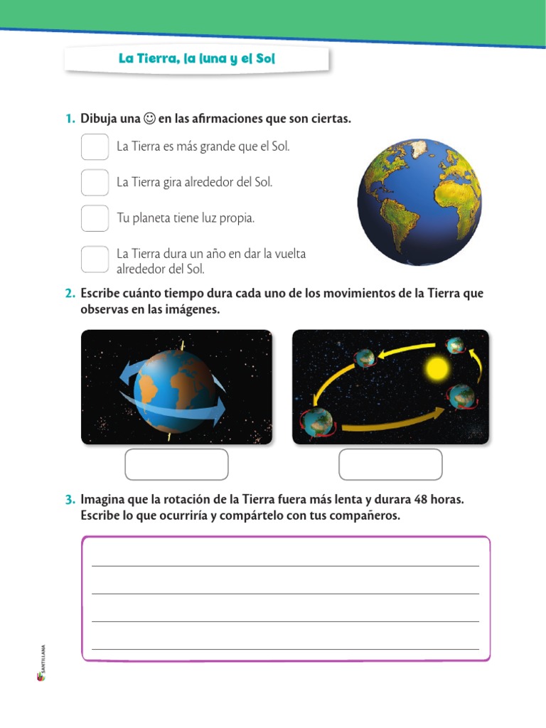 Actividades sobre Tierra, Luna y Sol | PDF | Ciencias sociales ...