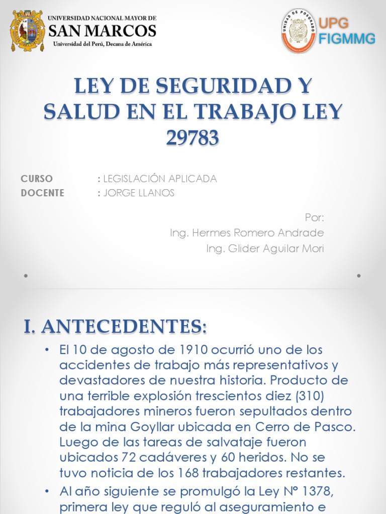 Grupo #7 - Ley de Seguridad y Salud en El Trabajo | PDF