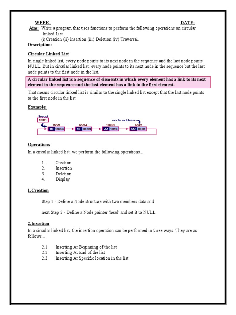 Circular Linked List | PDF | Data | Information Retrieval