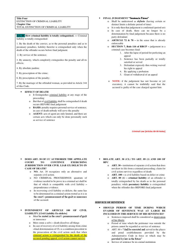 Extinction of Criminal Liability Overview | PDF | Pardon | Statute Of ...