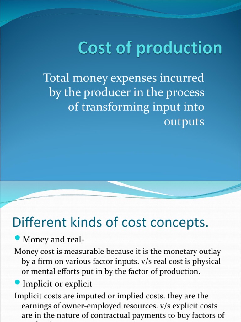 Cost of Production | PDF | Finance & Money Management