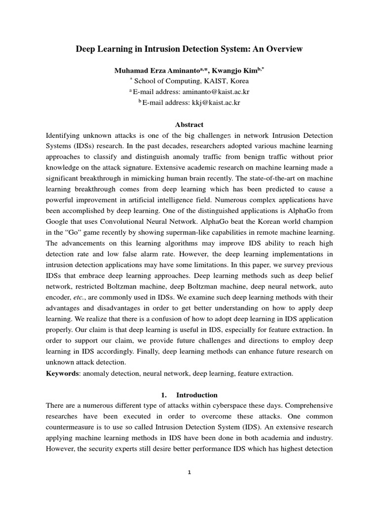 Deep Learning in Intrusion Detection System: An Overview: Muhamad Erza ...