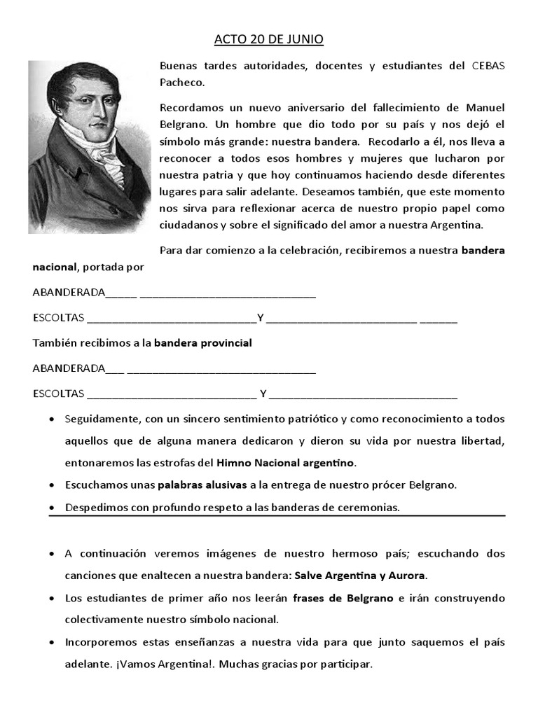 Acto 20 de Junio Glosas | PDF