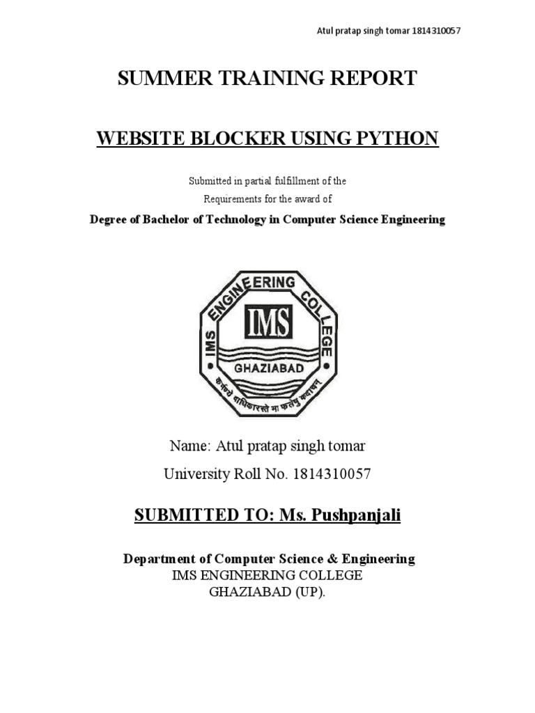 Atul Summer Internship Report | PDF | Python (Programming Language) | Scripting Language