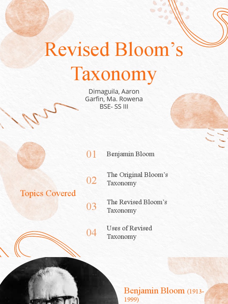 Revised Bloom's Taxonomy: Dimaguila, Aaron Garfin, Ma. Rowena Bse-Ss ...