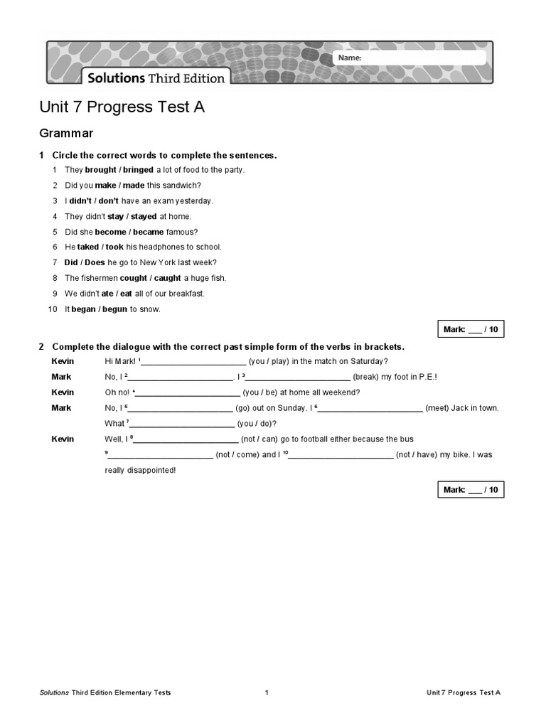 Unit 7 Progress Test A: Grammar | PDF | Internet
