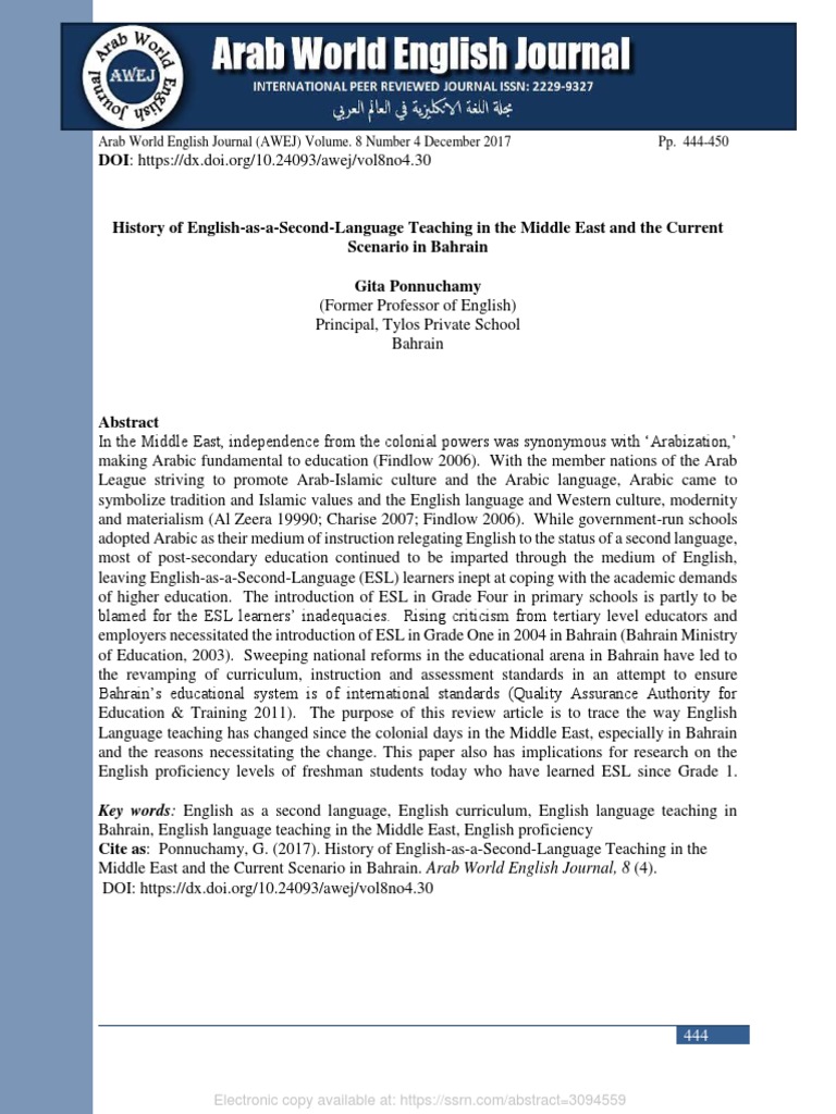 Arab World English Journal (AWEJ) Volume. 8 Number 4 December 2017 Pp ...