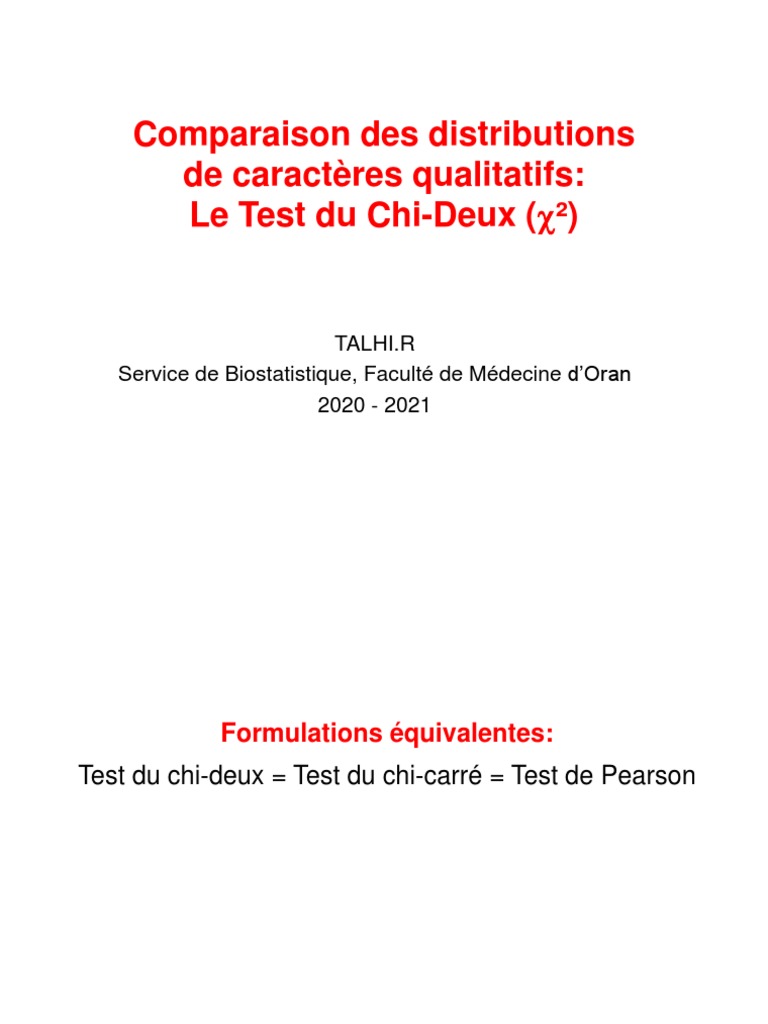 Test Du Chi-Deux | PDF | Test du χ² | Analyse statistique