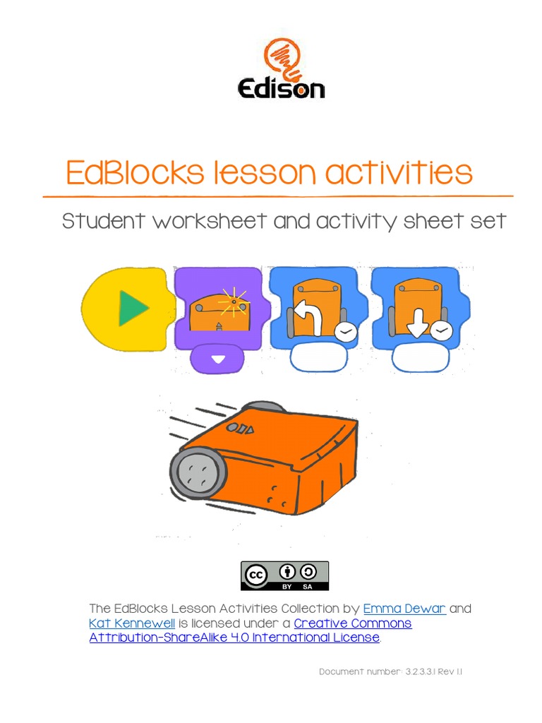 Edblocks Lesson Activities: Student Worksheet and Activity Sheet Set ...