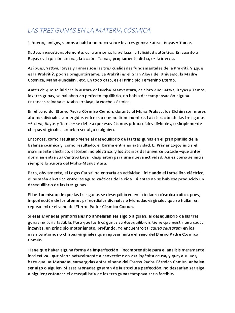 Las 3 Gunas | PDF | Esencia | Universo