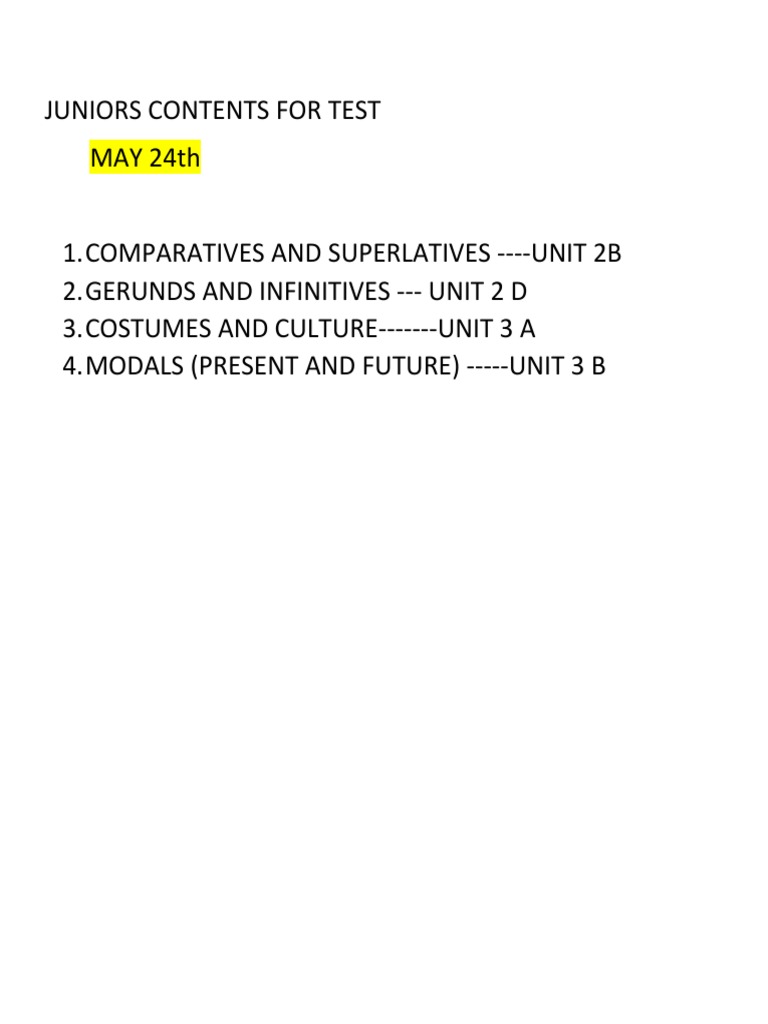 Juniors Contents For Test | PDF | Science & Mathematics
