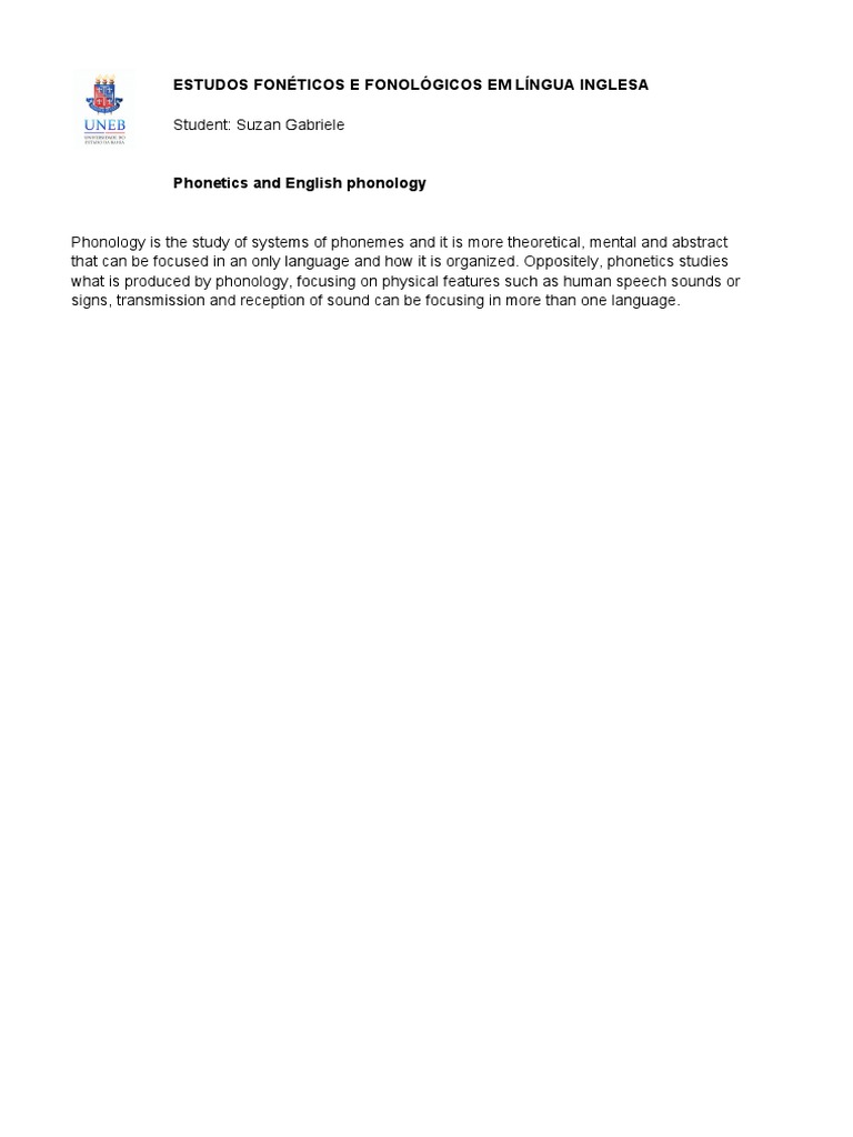 Suzan Gabriele (Phonetics X Phonology Paragraph) | PDF