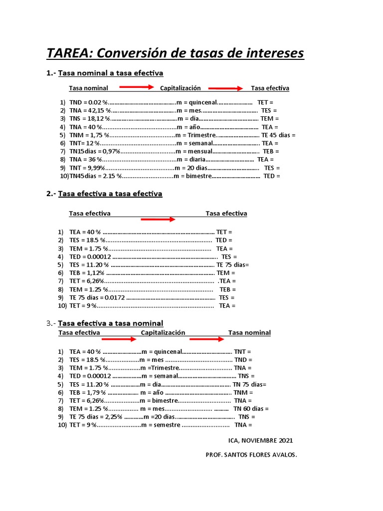 Tarea Conversion de Tasas | PDF