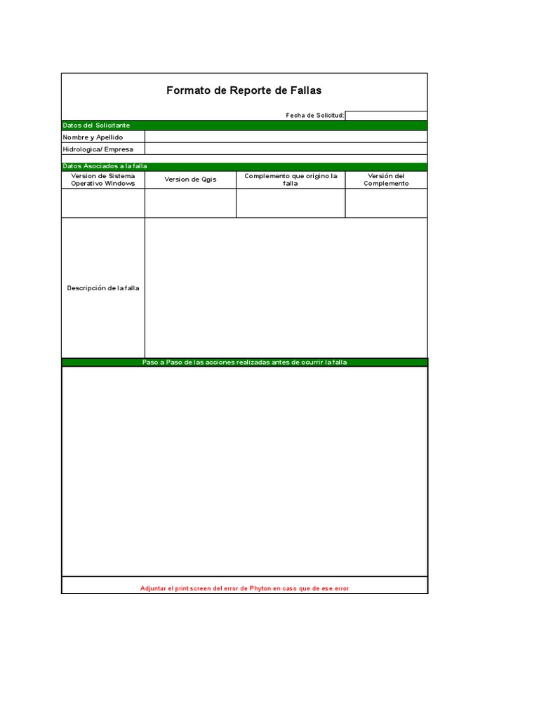Anexo Formato de Reporte de Fallas y Capacitacion | PDF