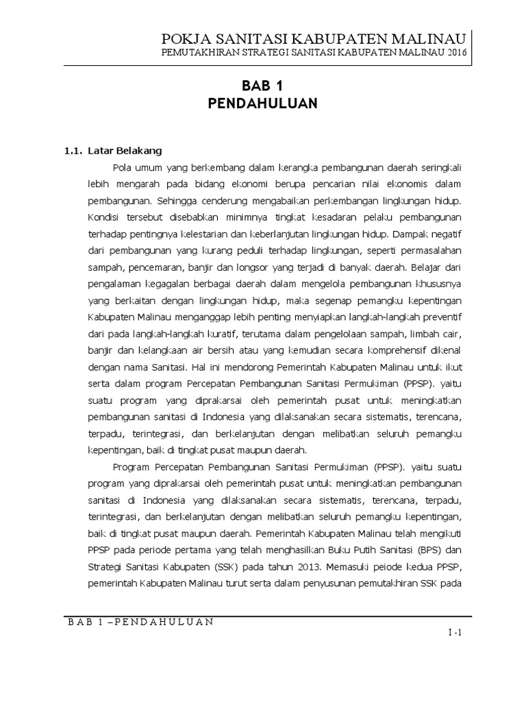 BAB 1 SSK Malinau (Pemutakhiran 2016) - Final | PDF