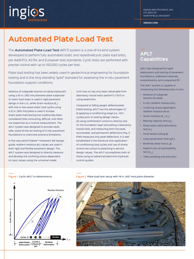 Automated Plate Load Test: Aplt Capabilities | PDF | Young's Modulus ...