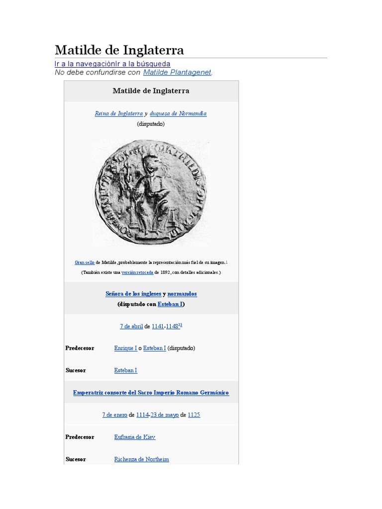 Matilde de Inglaterra | PDF | Ducado De Normandia | Inglaterra medieval