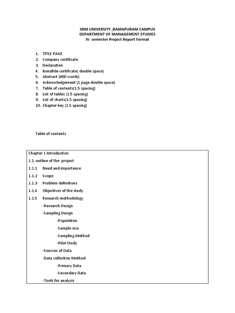 SRM Project Report Format Guide | PDF | Doctor Of Philosophy