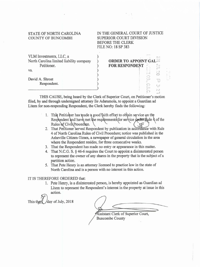 Order To Appoint GAL | PDF