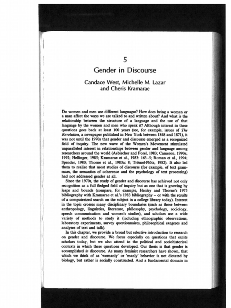 Gender in Discourse: Candace West, Michelle M. Lazar and Cheris ...