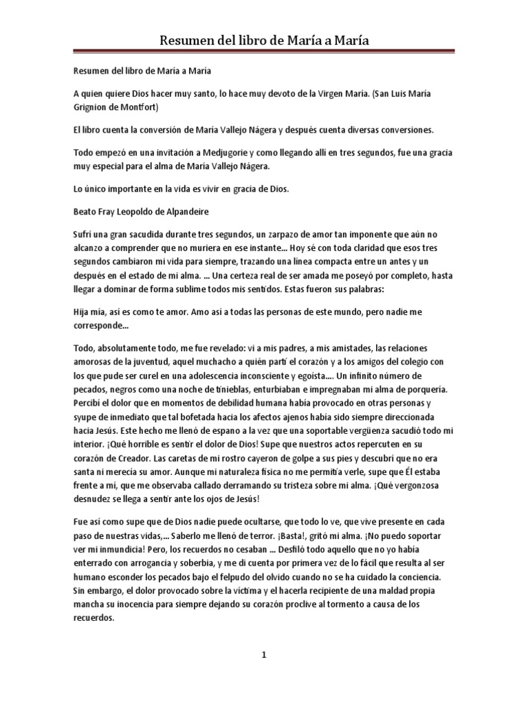 Resumen Del Libro de María A María | PDF | María, madre de Jesús | Amor