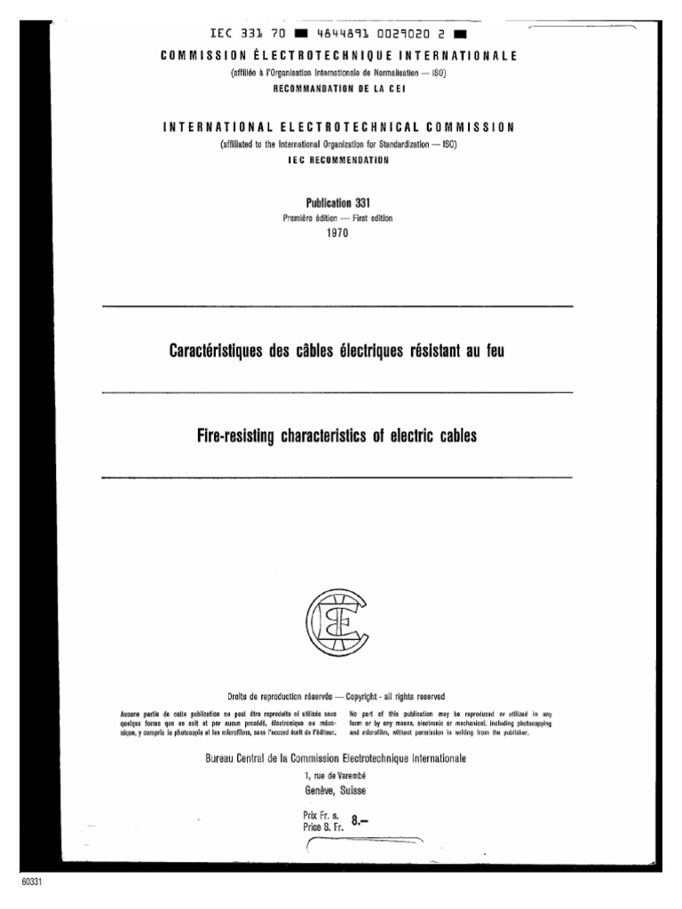 IEC - 331 1970 Fire Resisting Characteristics of Electric Cables 1970 | PDF
