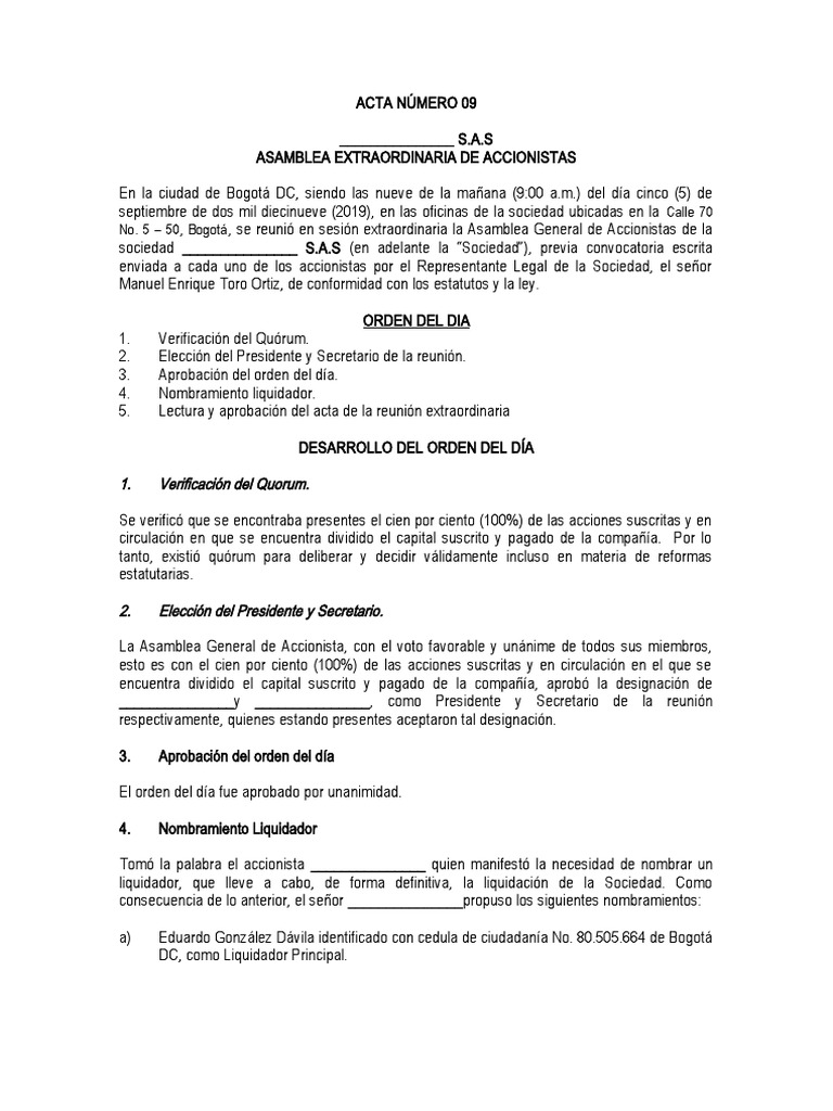Acta. Nombramiento Liquidador | PDF | Gobierno