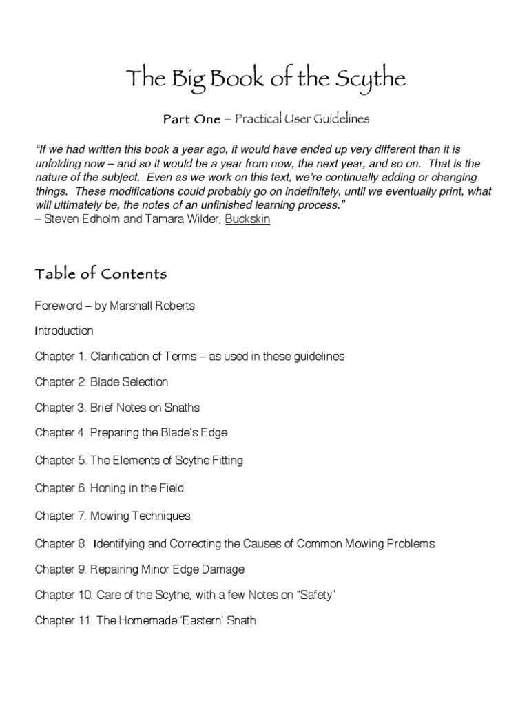 Scythe User Guidelines and Techniques | PDF | Mower