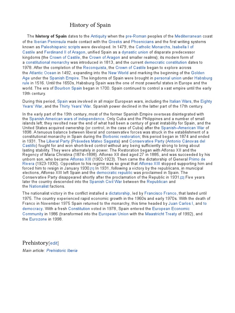 History of Spain: Prehistoric Iberia | PDF | Spanish Empire | Spain