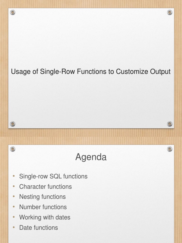 Unit 4 - Usage of Single-Row Functions To Customize Output | PDF ...