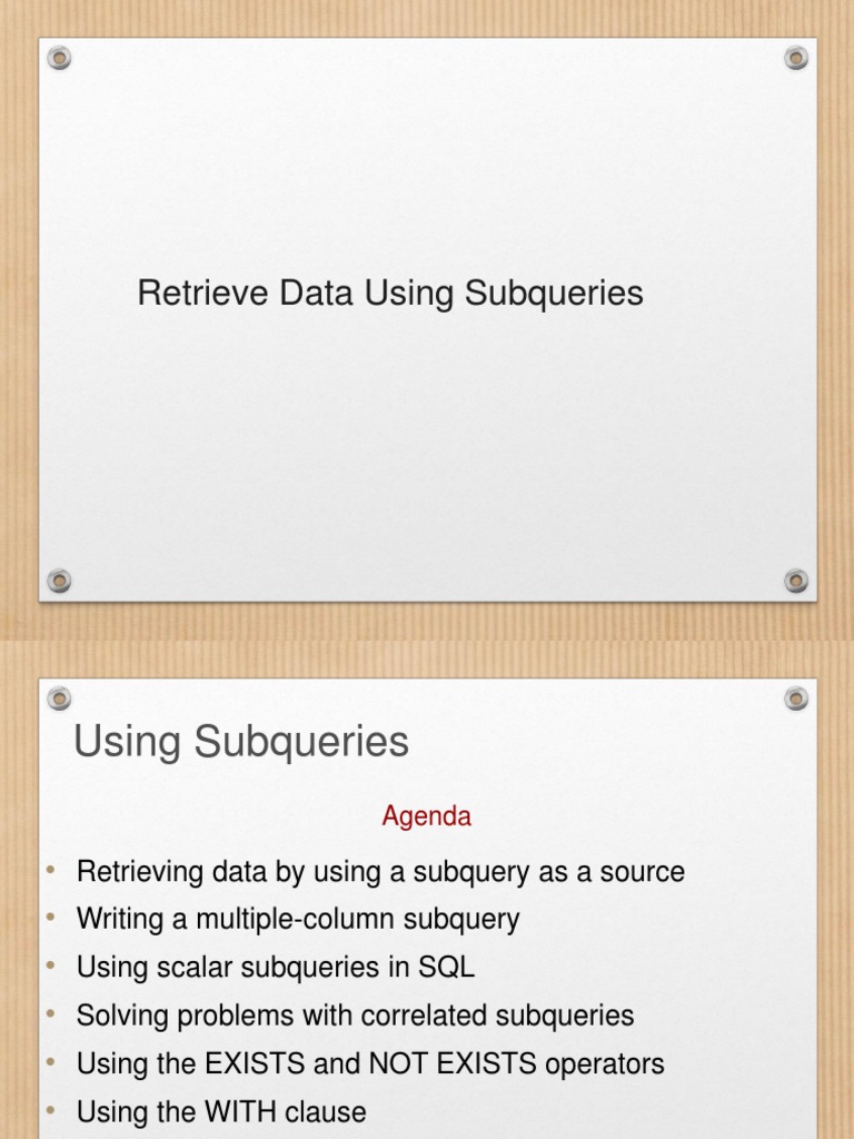 Unit 9 - Retrieve Data Using Subqueries | PDF | Computer Programming | Information Science