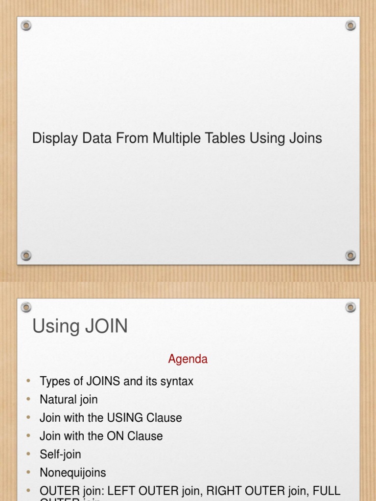 Unit 7 - Display Data From Multiple Tables Using Joins | PDF | Computer ... Unit 7 - Display Data From Multiple Tables Using Joins | PDF | Computer ...