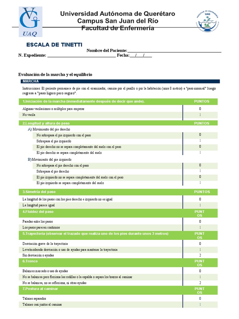 Escala de Tinetti | PDF