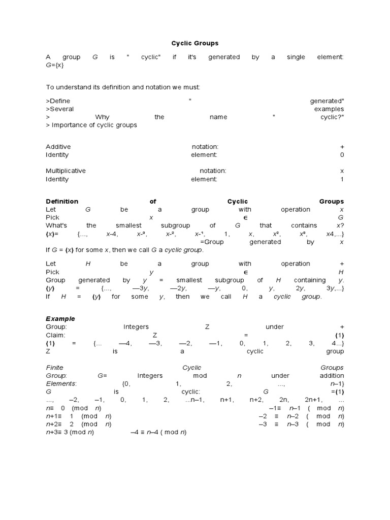 Cyclic Groups: Example | PDF | Group (Mathematics) | Geometry