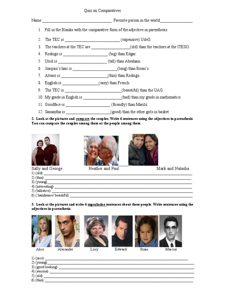 Comparatives and Superlatives Worksheet | Download Free PDF | Language ...